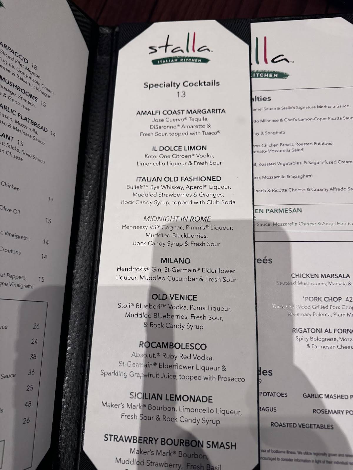 Menu at Stalla restaurant, Biloxi