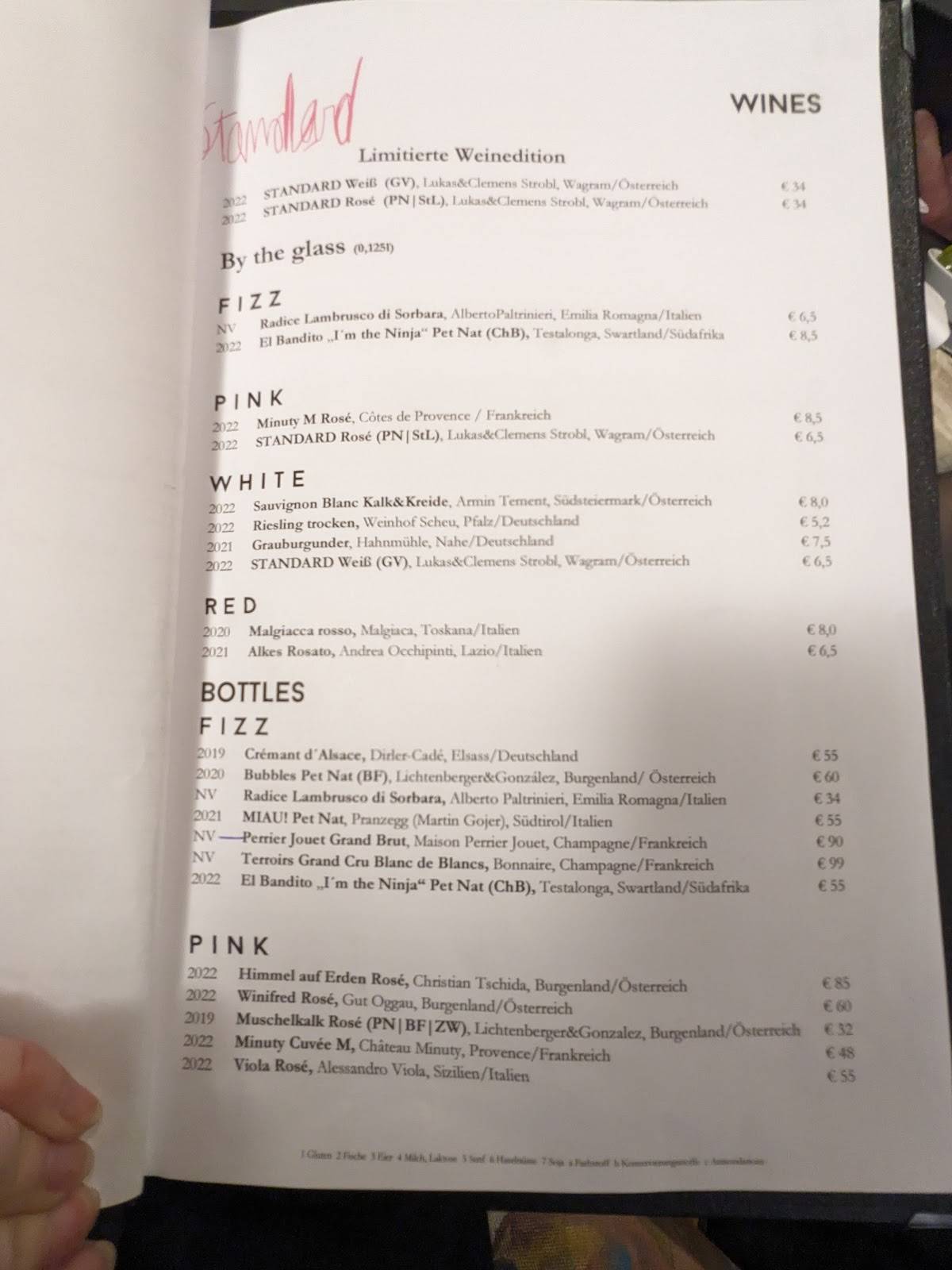 Speisekarte von Standard Pizza West, Berlin
