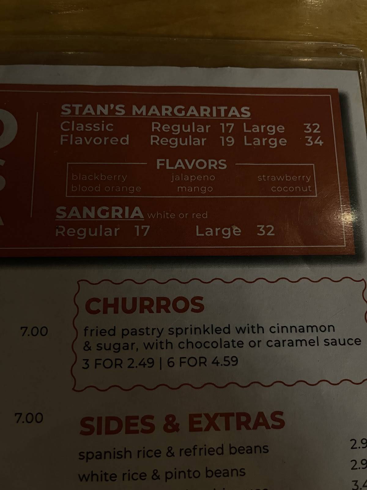 Menu at Stan's Tacos restaurant, Walker, 355 Wilson Ave NW
