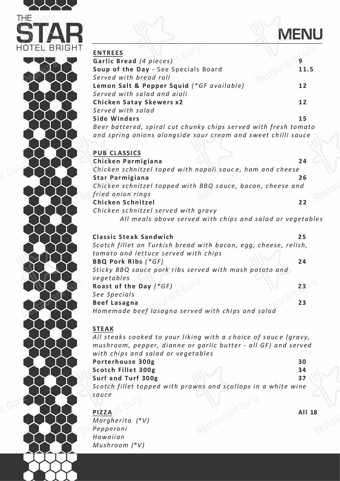 Menu at The Star Hotel Bright pub & bar, Bright