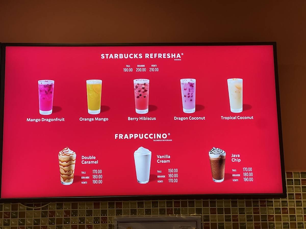 Menu au Starbucks Cairo International Airport Branch, Nouveau Caire