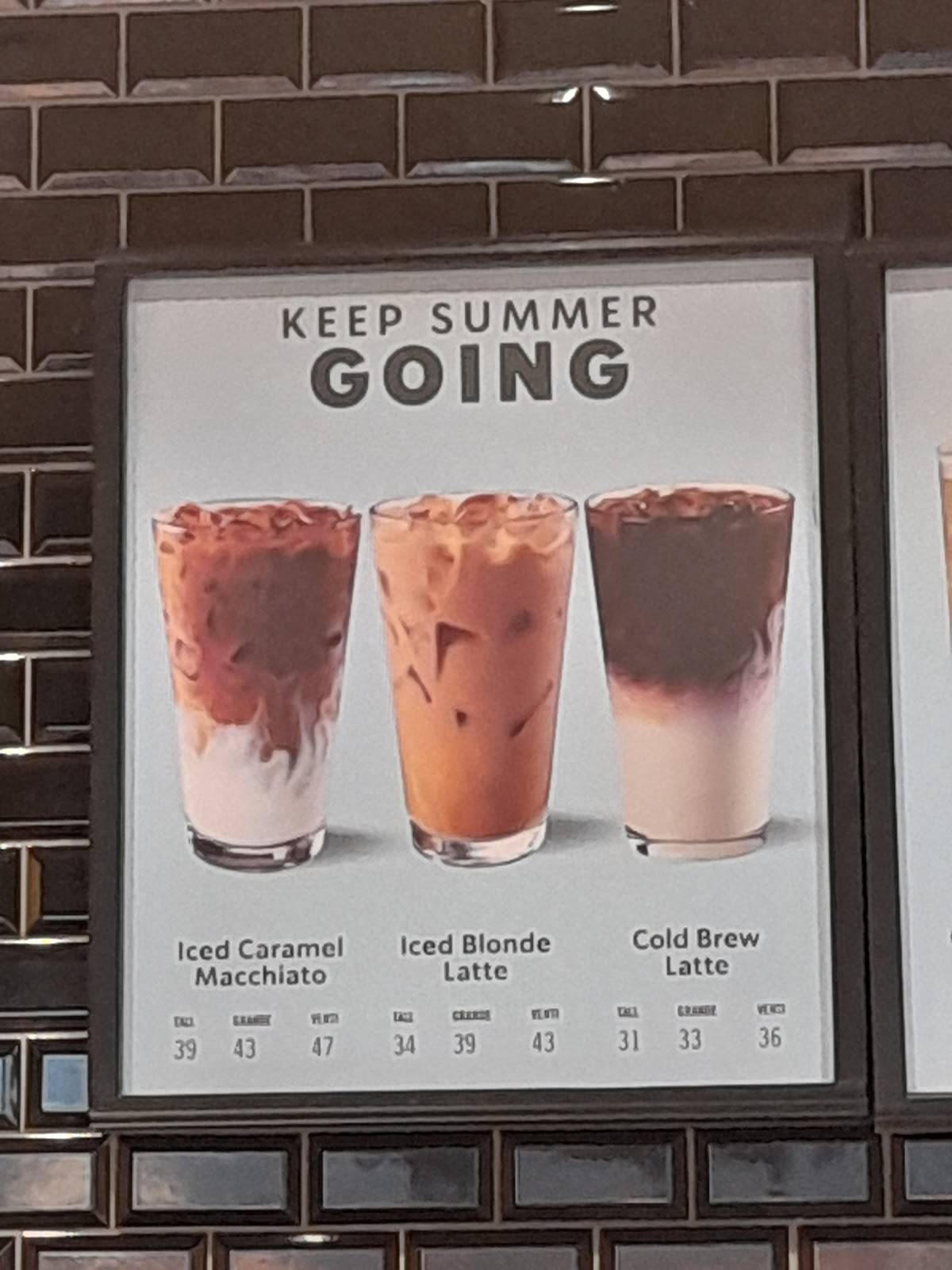 Menu at Starbucks Canal Walk cafe, Cape Town