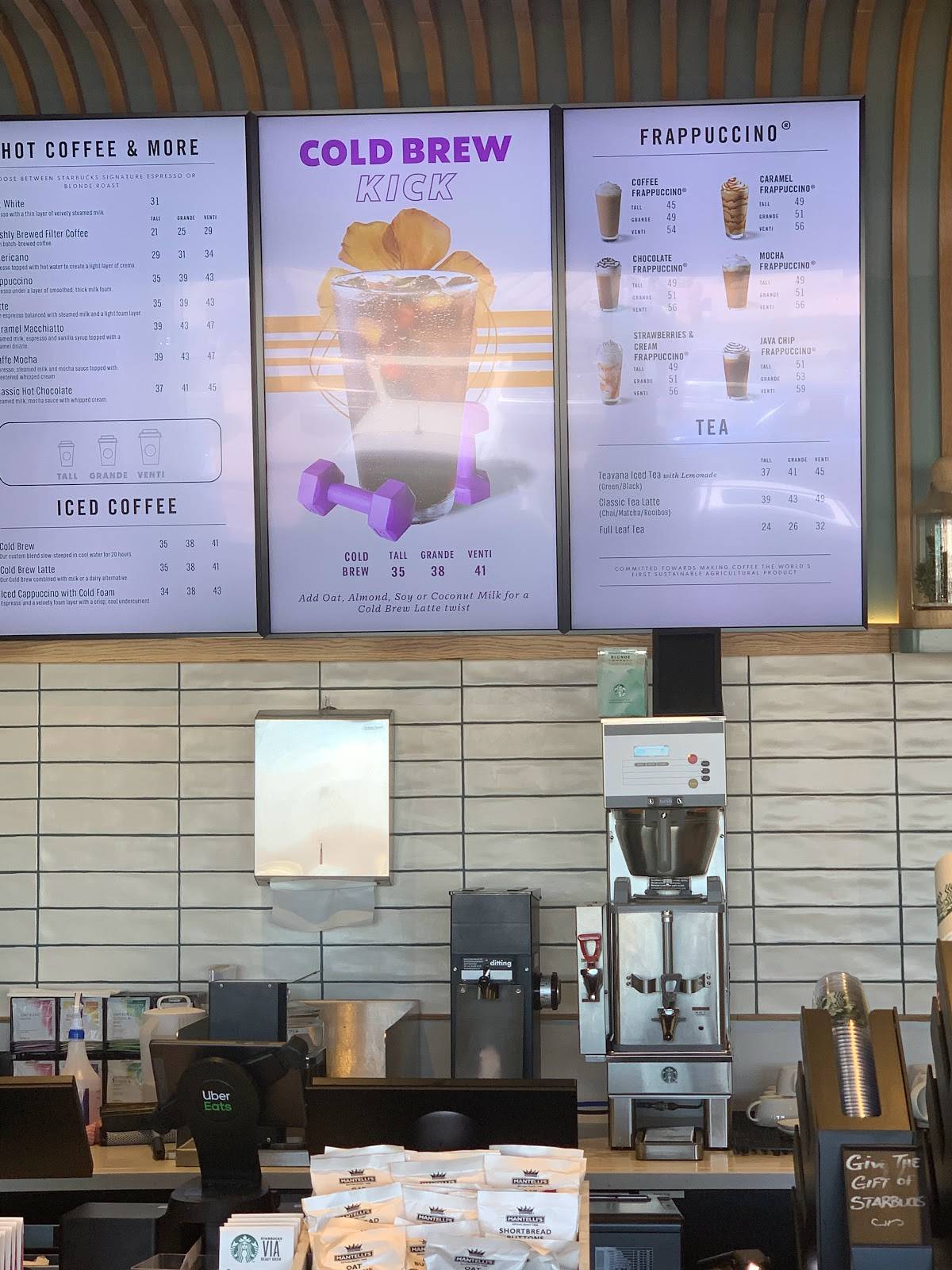 Menu at Starbucks Muizenberg, Cape Town