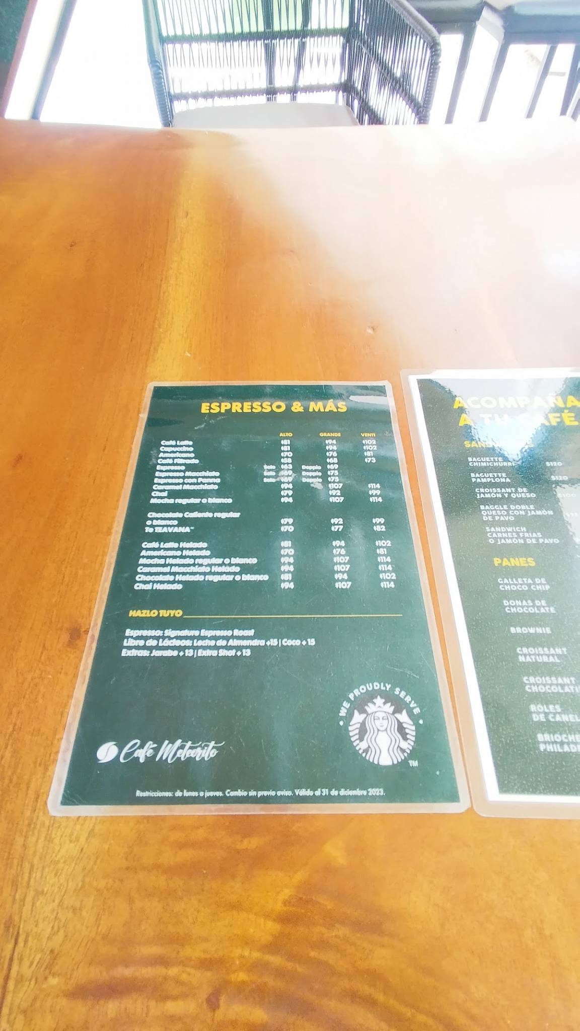 Menu at Starbucks Progreso - We Proudly Serve, Progreso