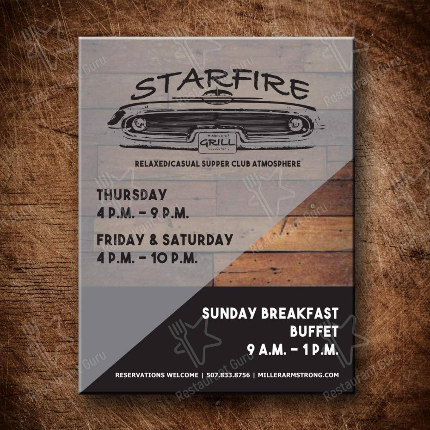 Menu at Starfire Restaurant, Waseca