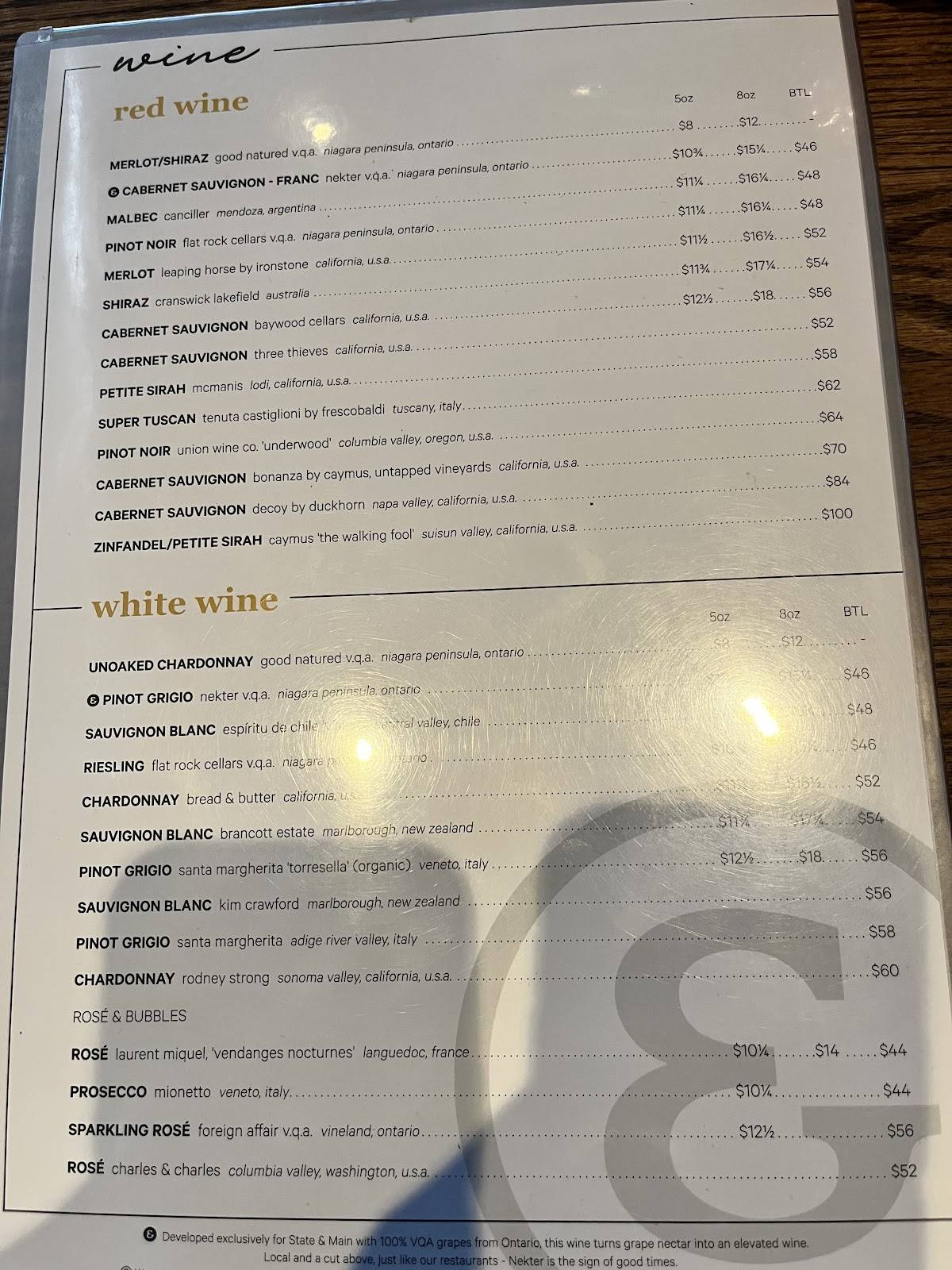 Menu at State & Main restaurant, London