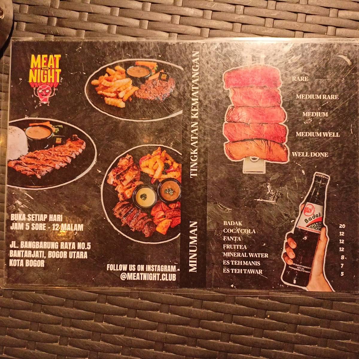 Menu at Steak Meat Night Club, Bogor