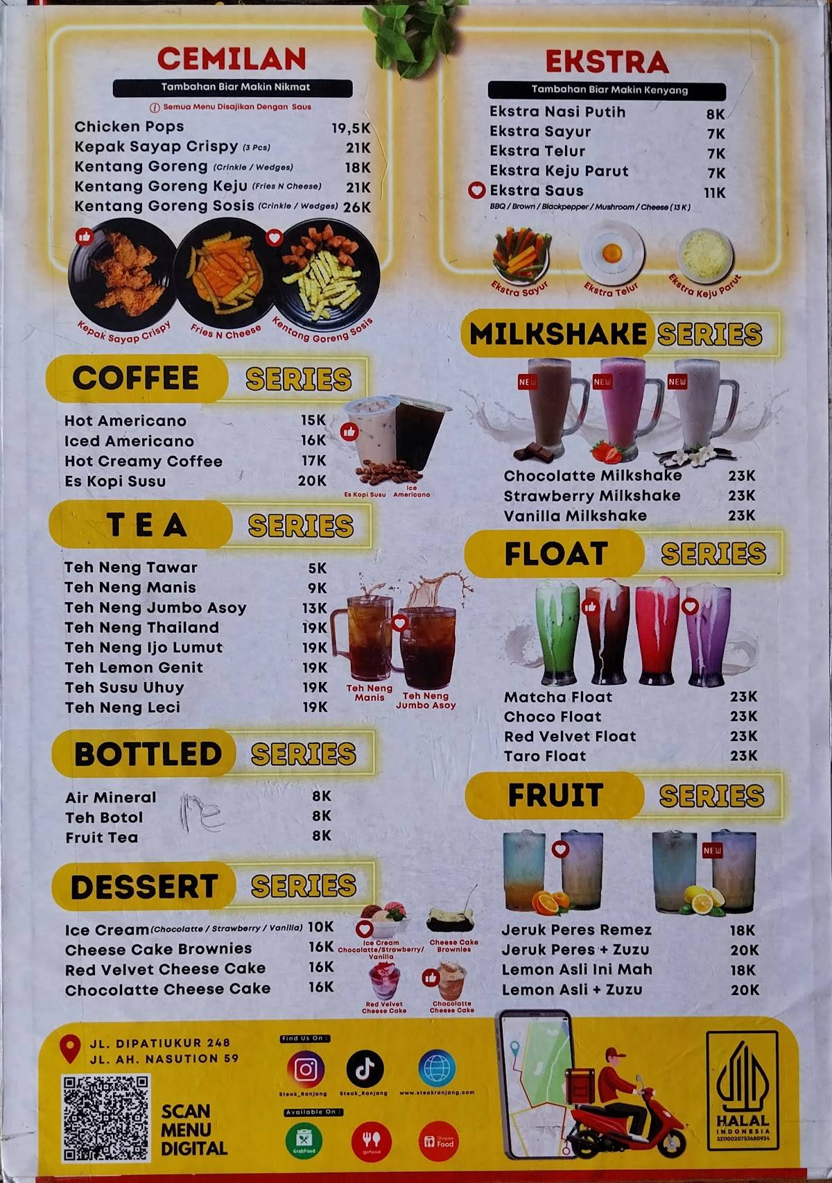 Menu at Steak Ranjang Dipatiukur - Steak Enak di Bandung restaurant ...