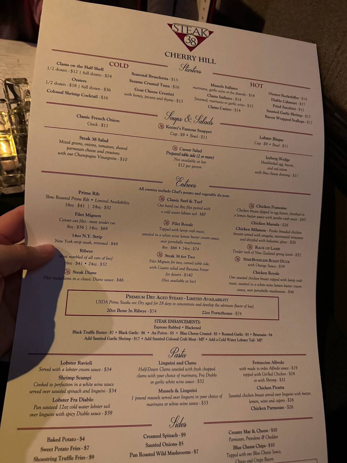 Menu at Steak38 pub & bar, Cherry Hill