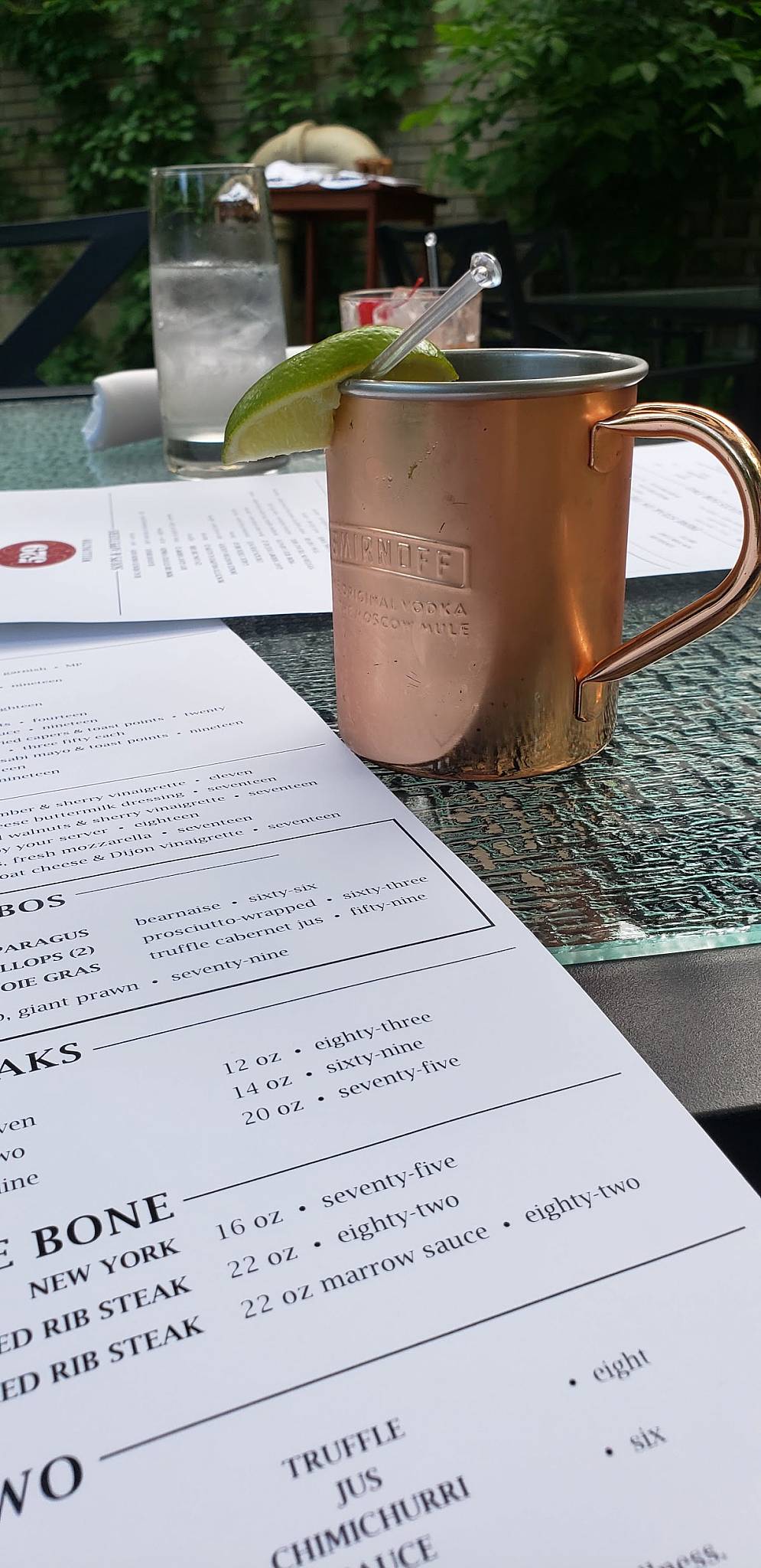 Menu au 529 Wellington Steakhouse, Winnipeg