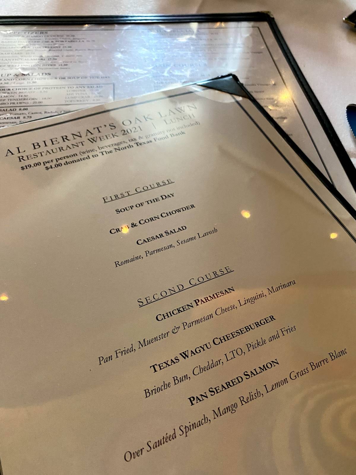 Menu at Al Biernat's Oak Lawn steakhouse, Dallas