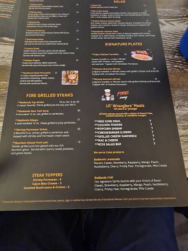 Menu at Badlands Restaurant and Bar, Minot