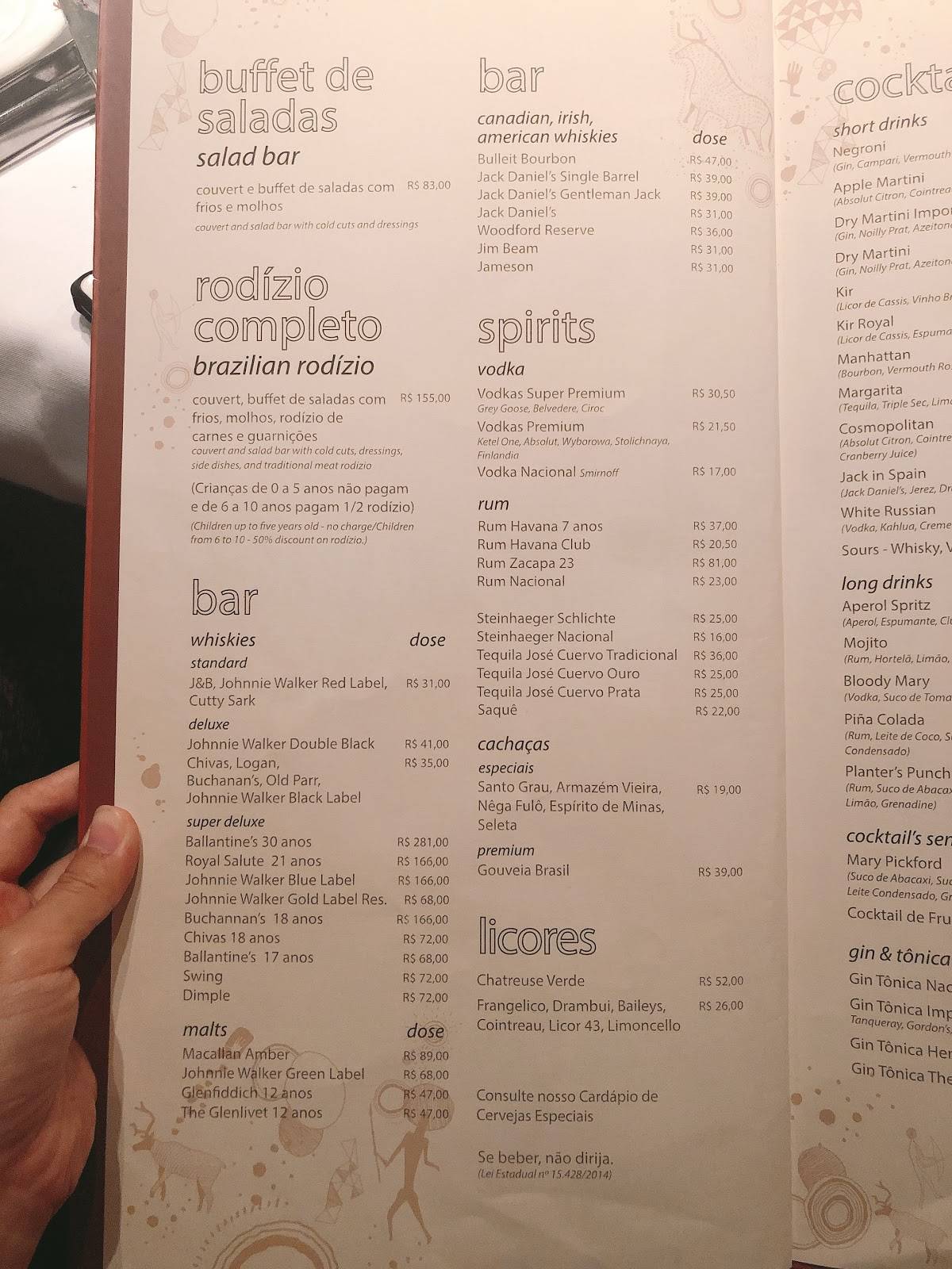 Menu em Barbacoa Itaim, São Paulo, Doutor Renato Paes de Barros