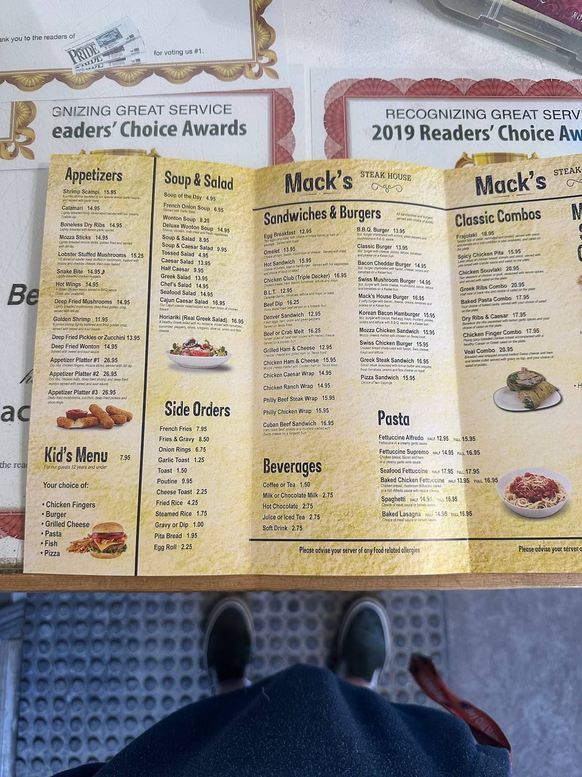 Menu at Mack's Family Restaurant, Meadow Lake