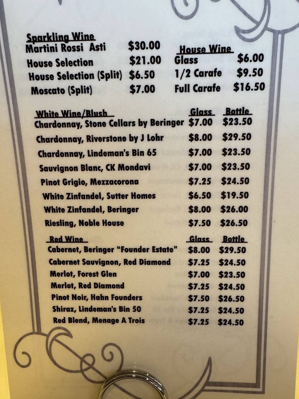 Menu at Prime Rib Room steakhouse, Laughlin, S Casino Dr