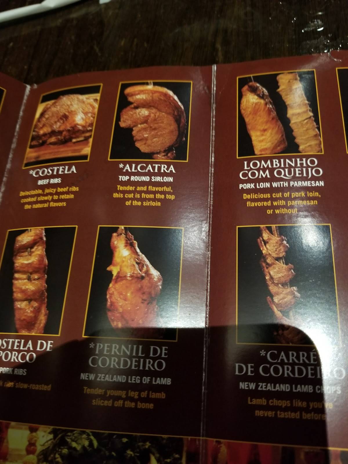 Menu at Rioz Brazilian Steakhouse, Myrtle Beach