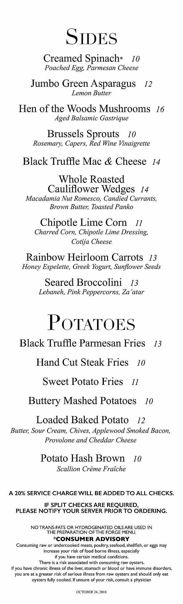 Menu at The Forge pub & bar, Miami Beach, 432 W 41st St
