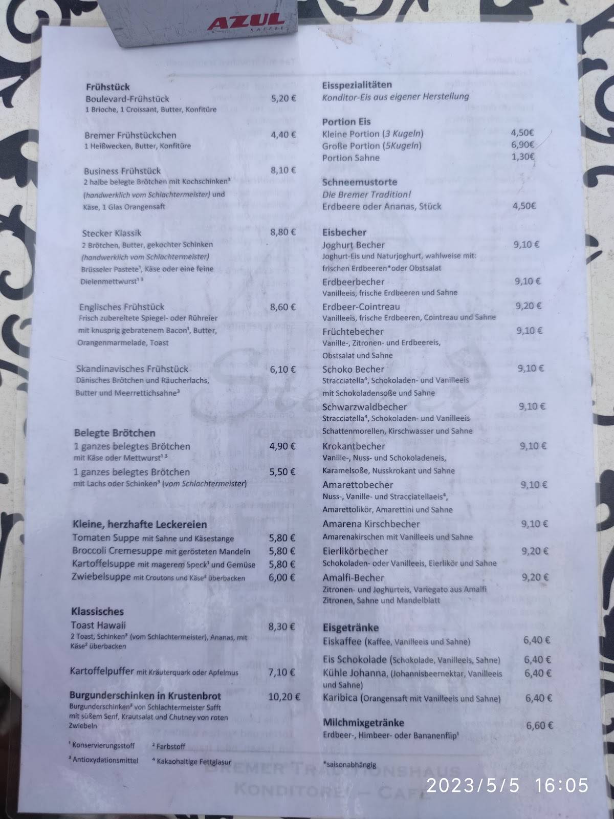 Speisekarte von Stecker's Raths-Konditorei von Konditorei Café Stecker ...