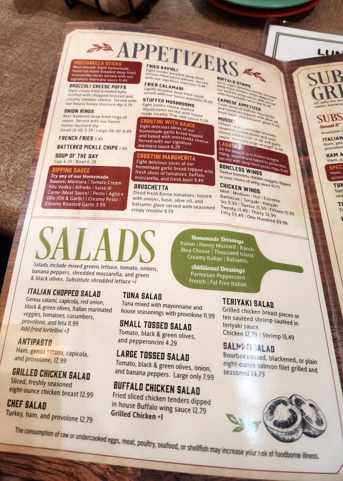 Menu at Stefano's Italian of Florence pizzeria, Florence
