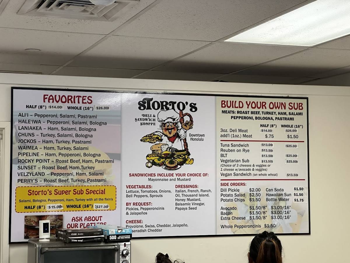 Menu at Storto's Deli & Sandwich Shoppe restaurant, Honolulu, 841 ...