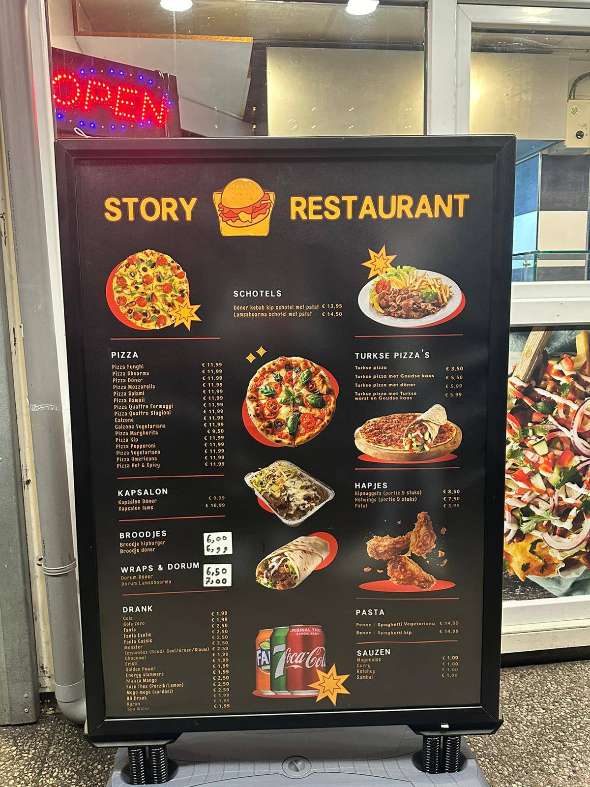 Menu at Story Restaurant, Tilburg