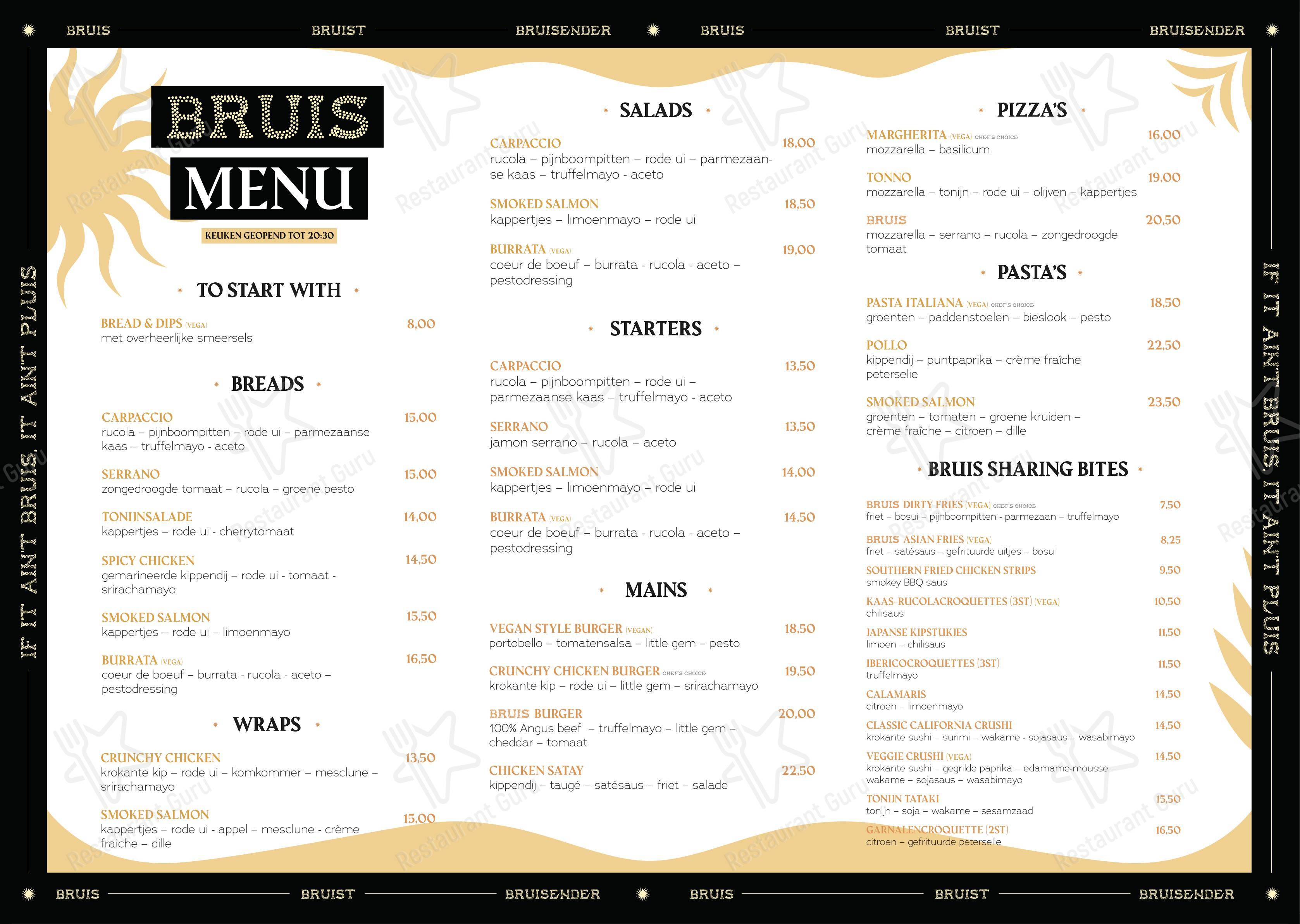 Speisekarte von Strandbar Bruis, Roermond