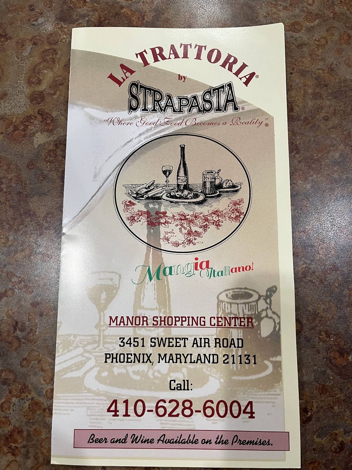 Menu at Strapasta pizzeria, Fallston
