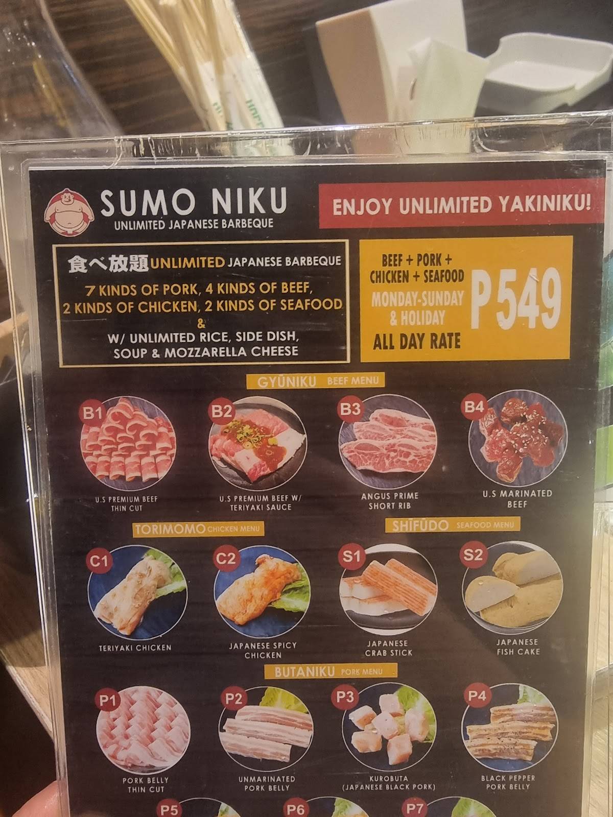 Menu at Sumo Niku - SM City Cebu restaurant, Cebu City