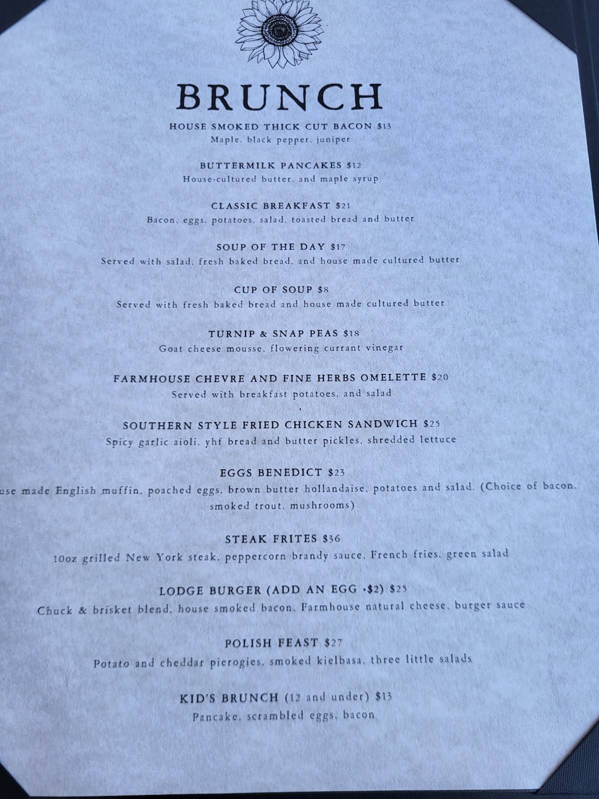 Menu at Sunflower Cafe, Maple Ridge
