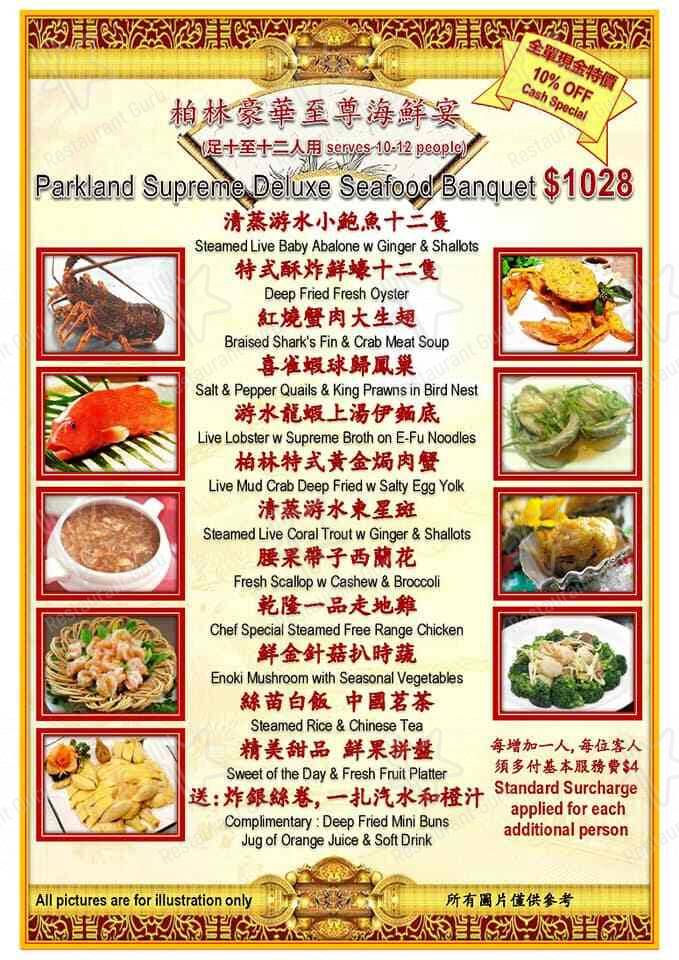 Menu at Parkland Restaurant, Sunnybank, 407 Mains Rd