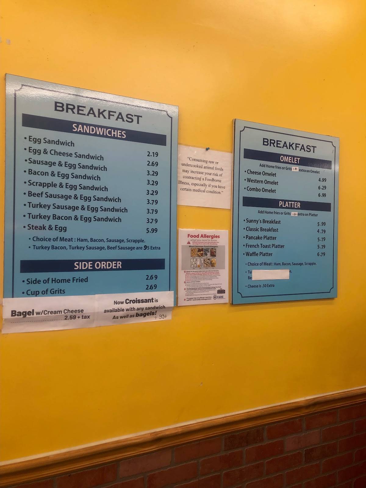 Menu at Sunny's Chicken & Fish fast food, Baltimore, Frederick Ave