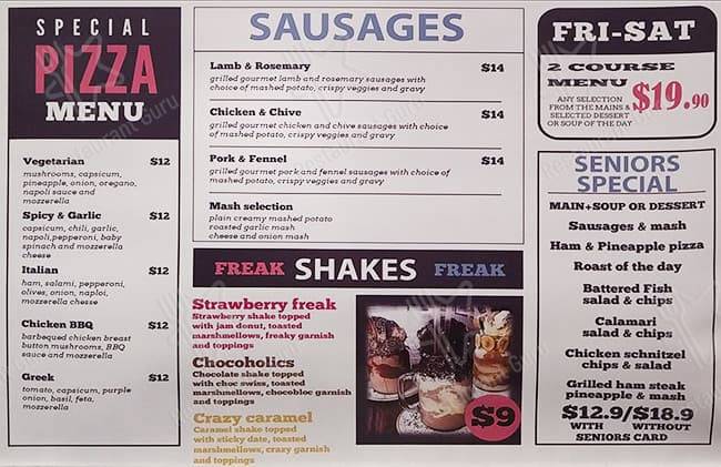 Menu at Sunshine RSL pub & bar, Sunshine