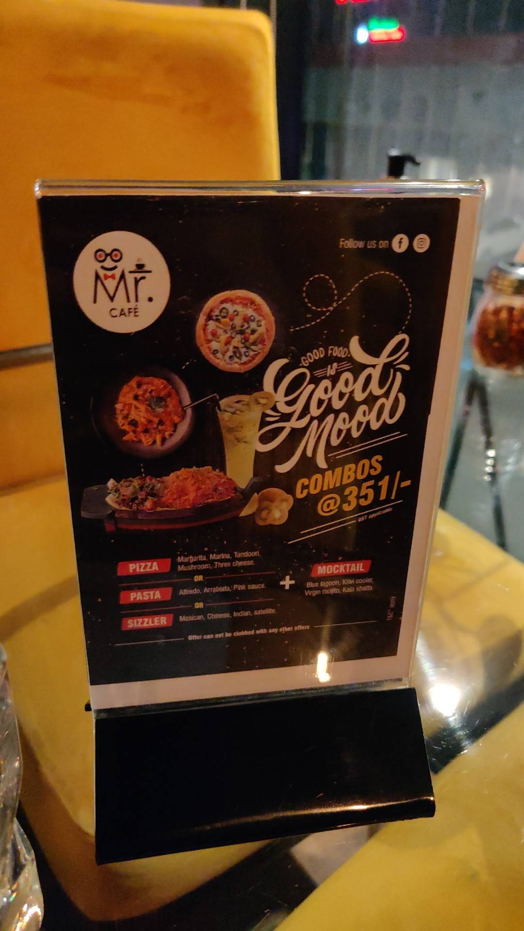 Menu at Mr. Cafe, Surat