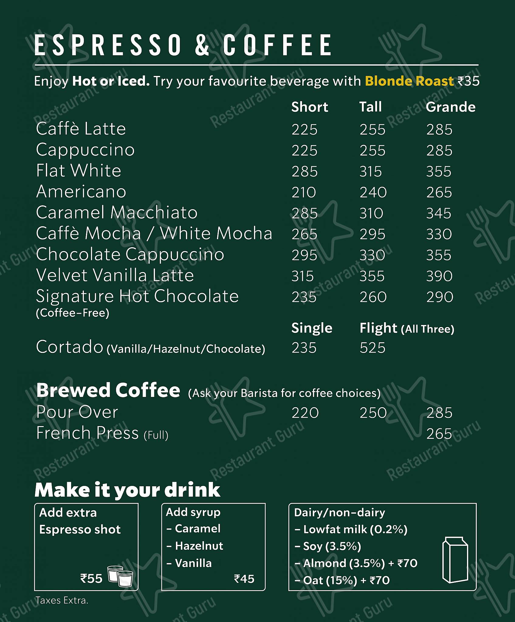 Menu at Starbucks Coffee, Surat, IBC