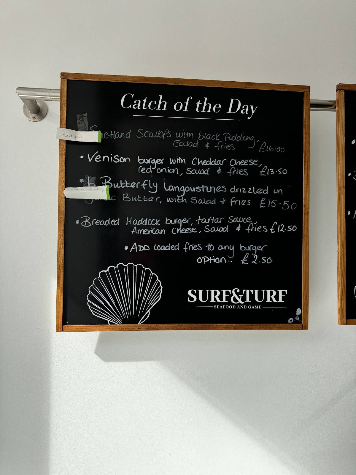 Menu at Surf and Turf restaurant, Dornoch