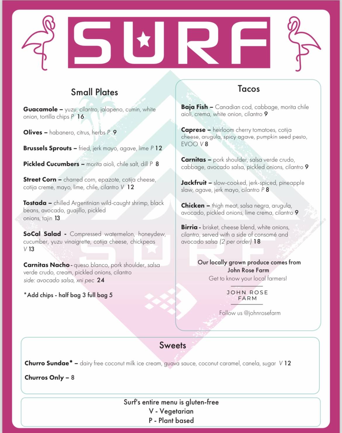 Menu at Surf pub & bar, Whitby