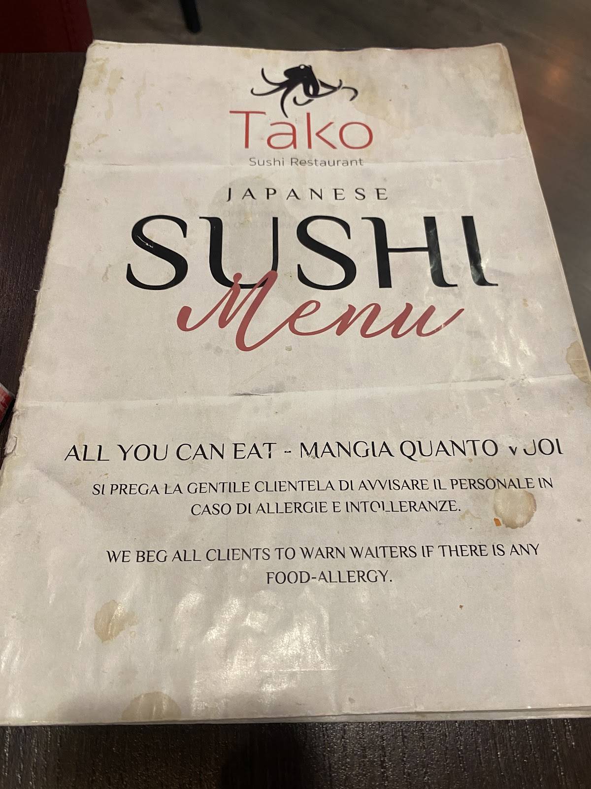 Menu da Sushi Tako ristorante, Capoterra