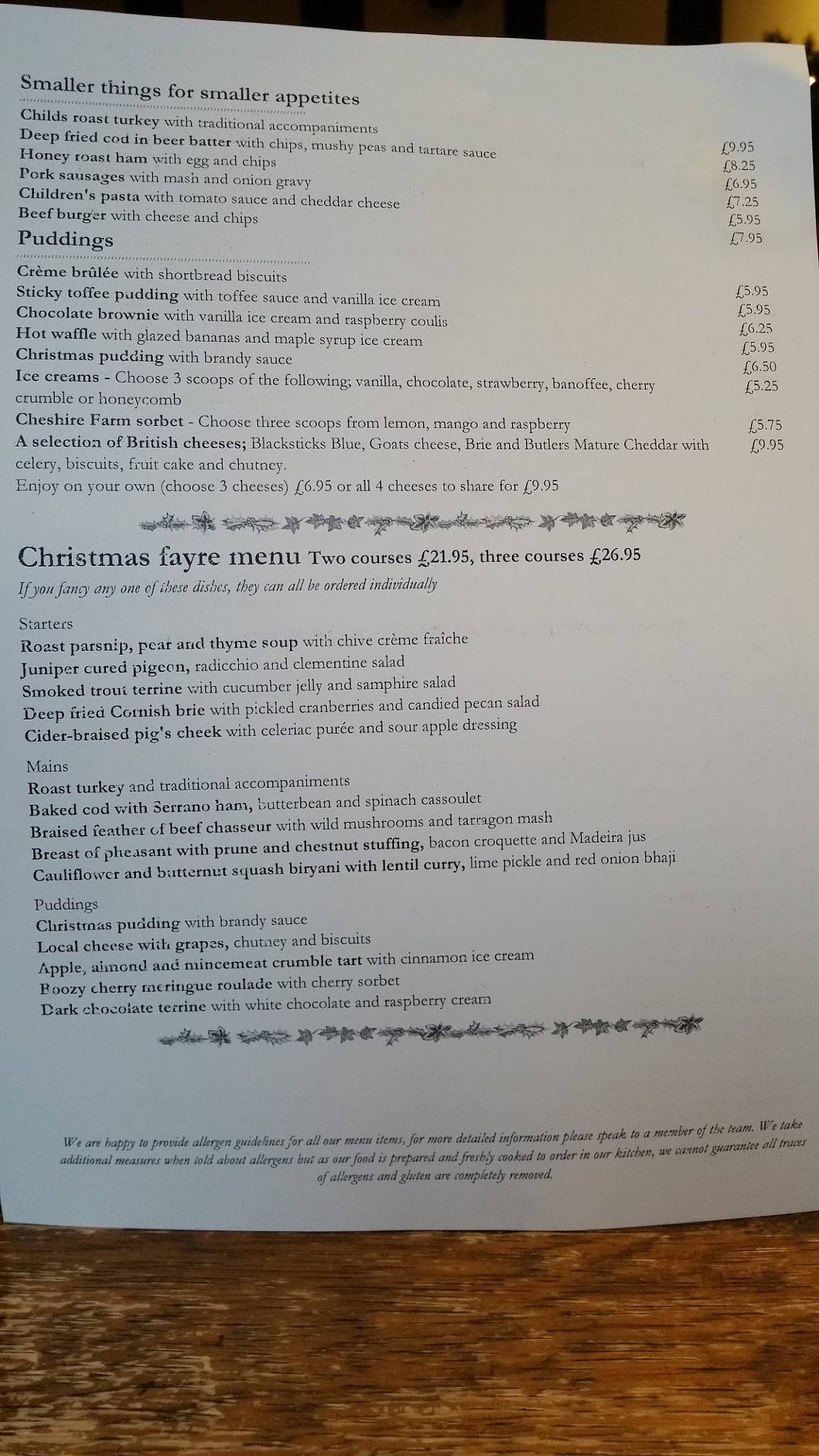 Menu at Sutton Hall pub & bar, Macclesfield