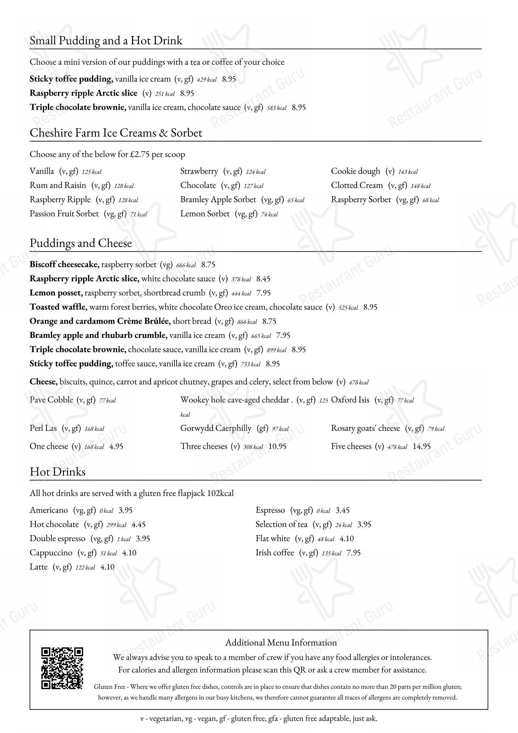 Menu at Sutton Hall pub & bar, Macclesfield