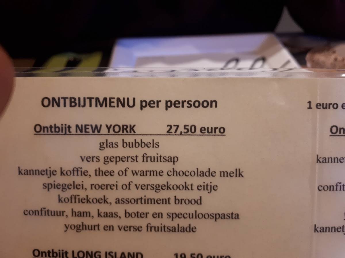 Menu at Sweet Home Lunch restaurant, Bruges