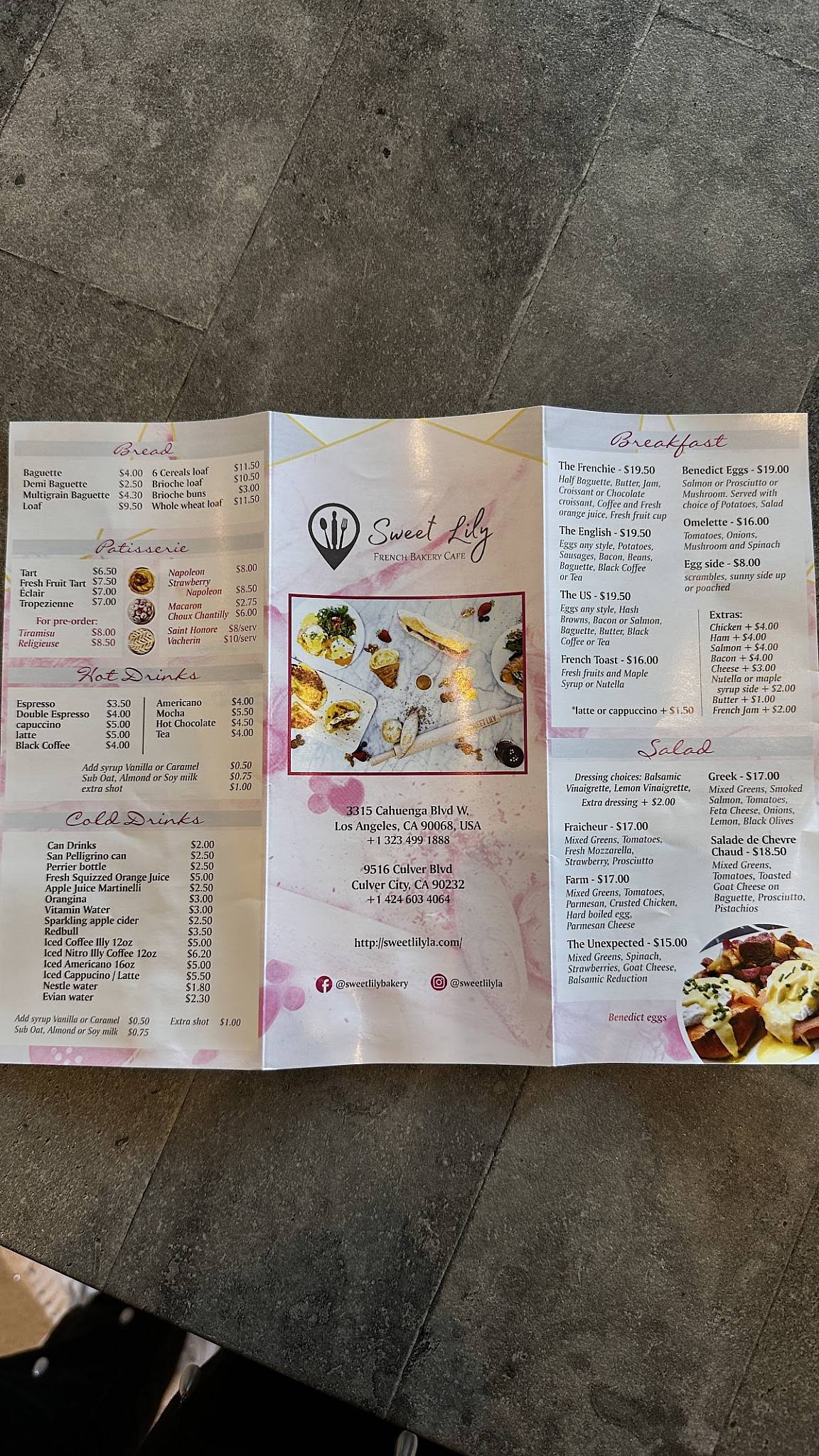 Menu at Sweet Lily Bakery Culver, Culver City