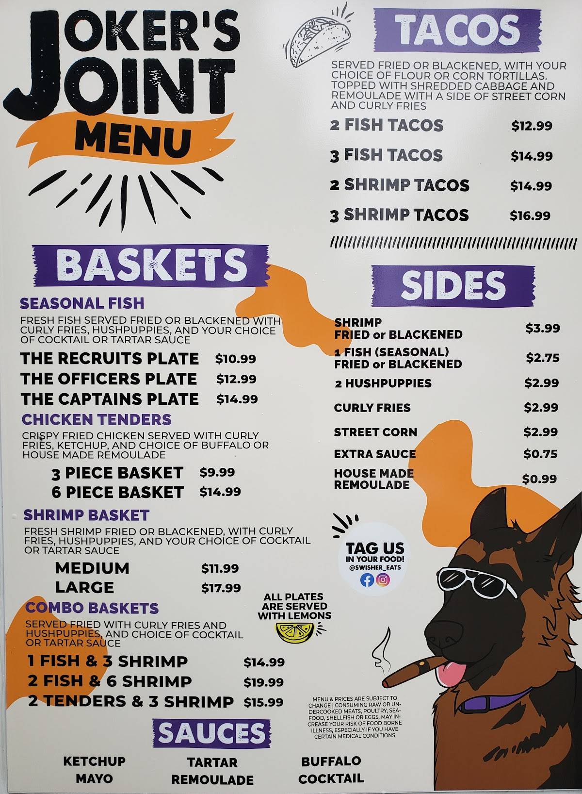 Menu at Swisher Eats - Jokers Joint Food Truck restaurant, Waller