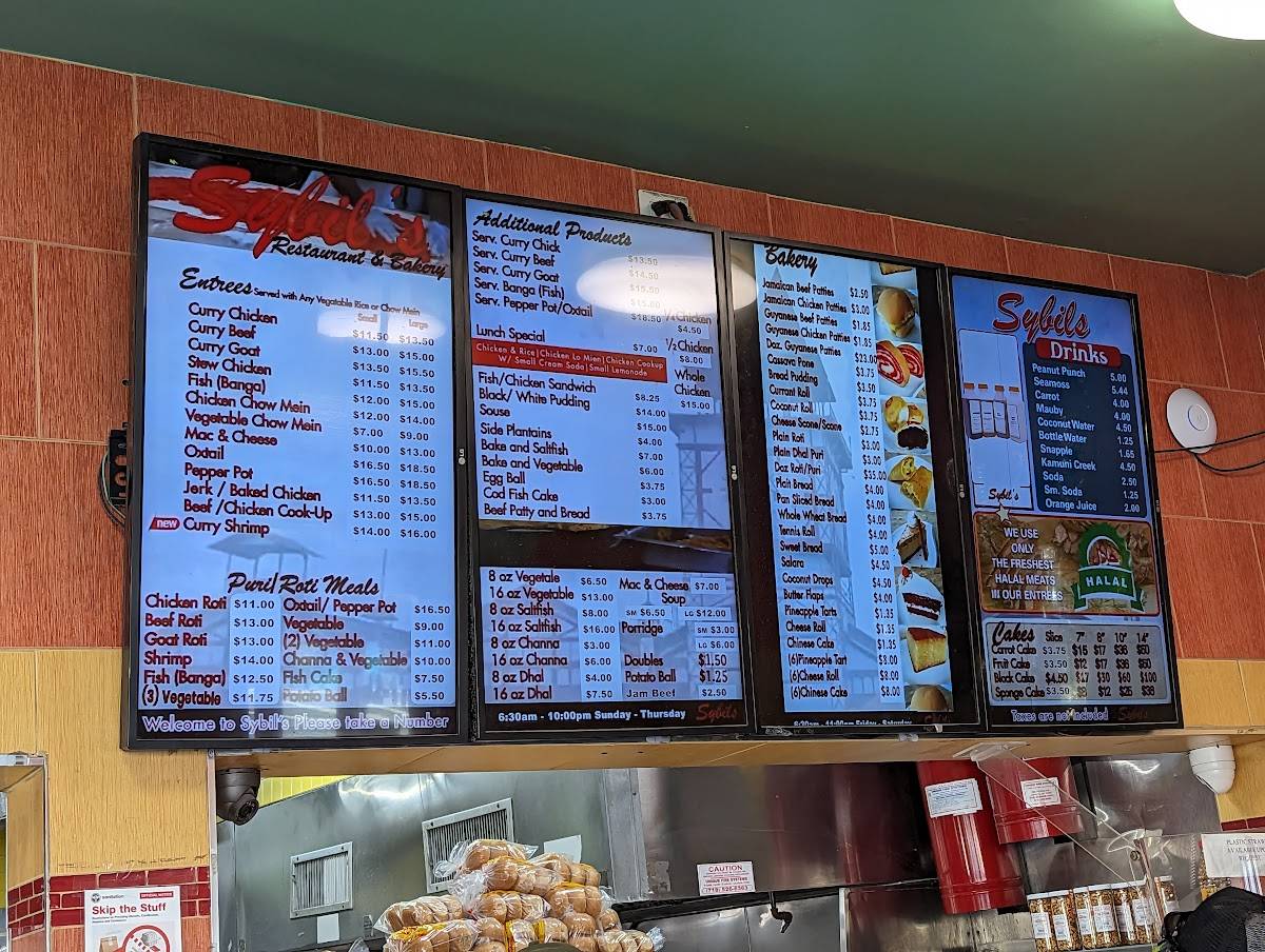 Menu at Sybil's restaurant, New York City, Liberty Ave
