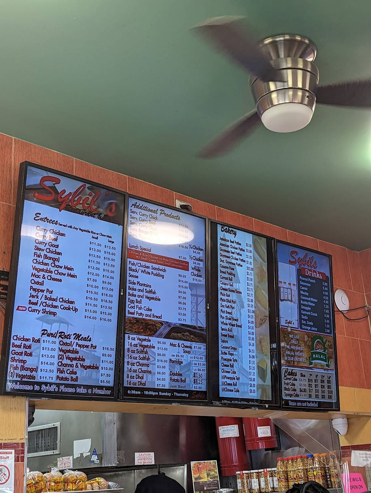 Menu at Sybil's restaurant, New York City, Liberty Ave