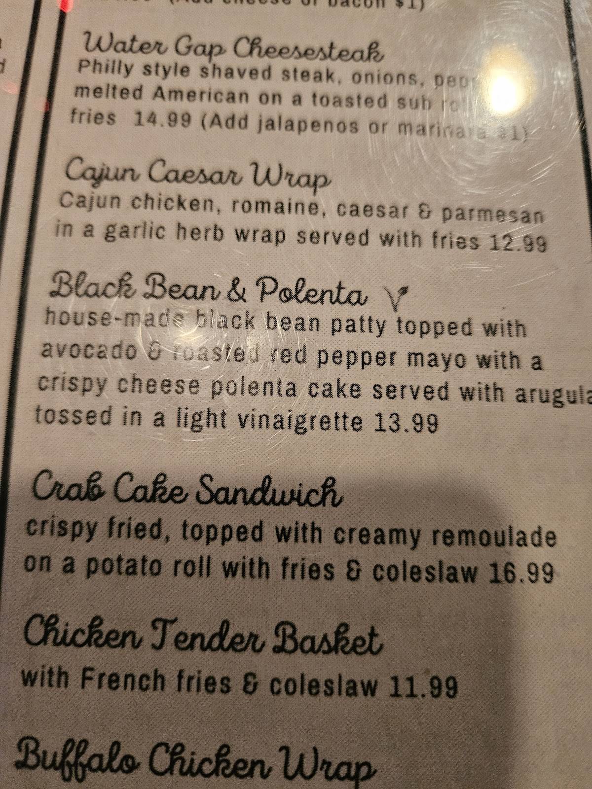Menu at Sycamore Grille pub & bar, Delaware Water Gap