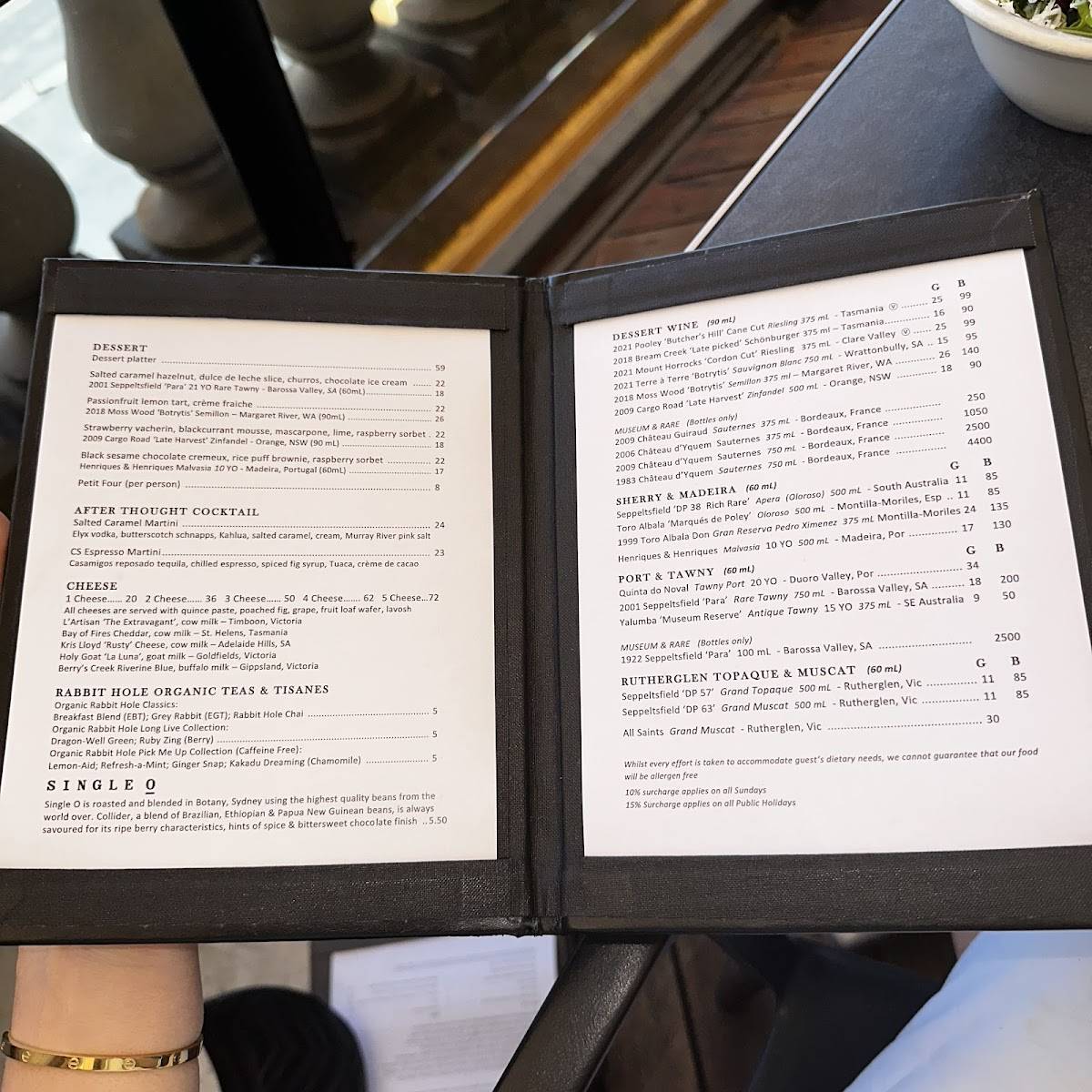 Menu at Cafe Sydney, Sydney, Level 5 Customs House