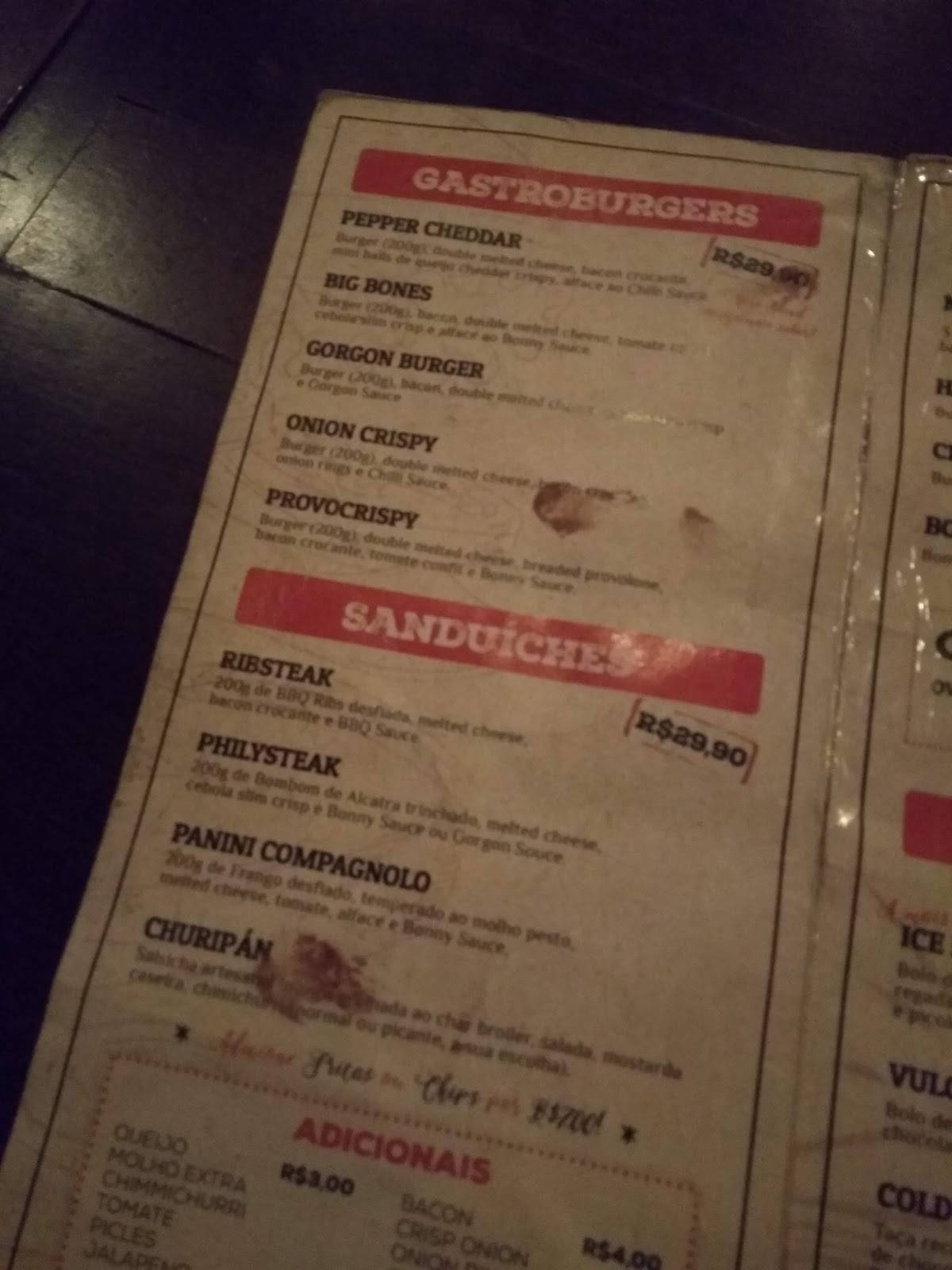 Menu em T-Bones restaurante de fast food, Fortaleza