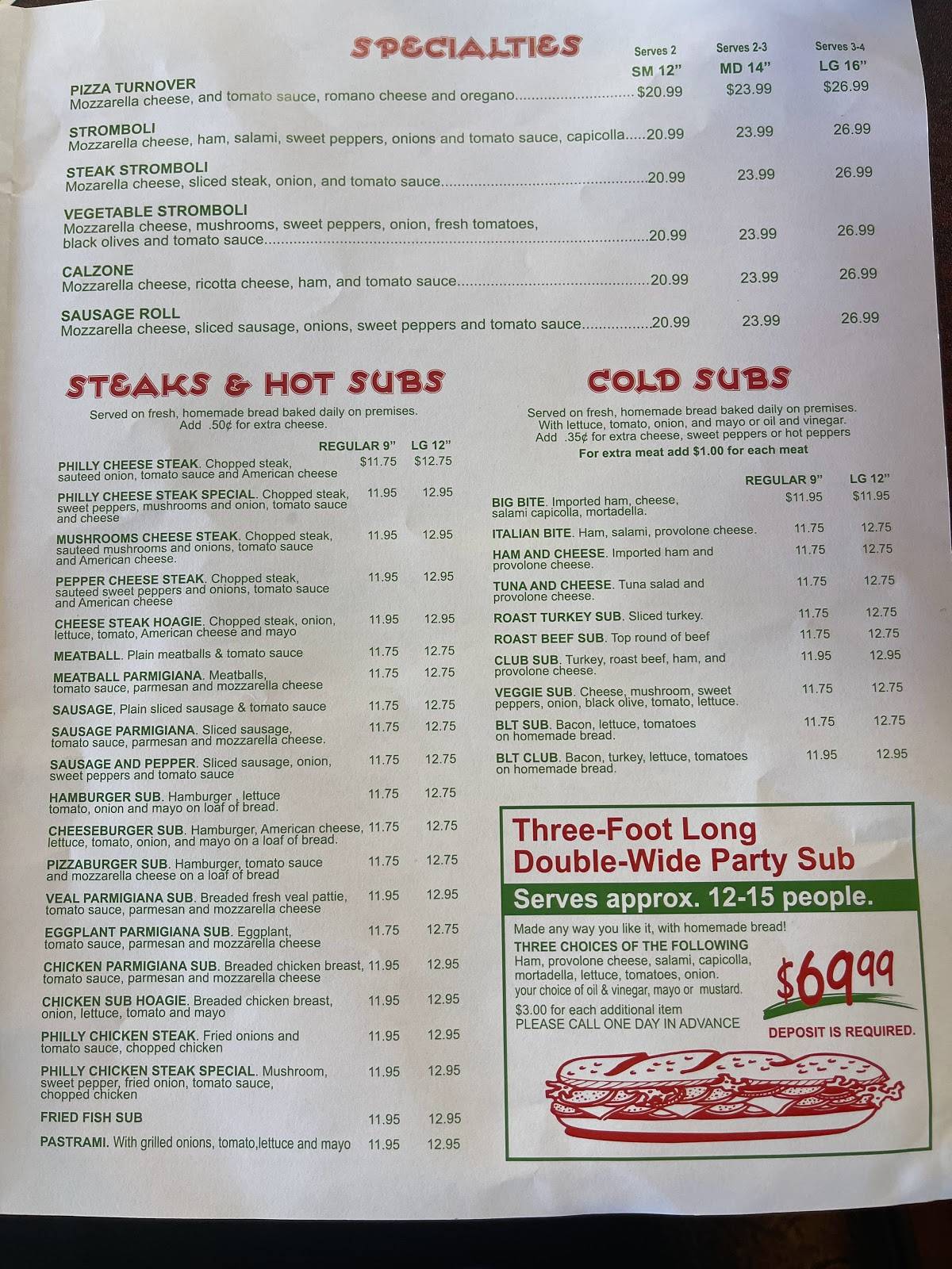 Menu at T & M Pizza pizzeria, Casa Grande, 1609 E Florence Blvd