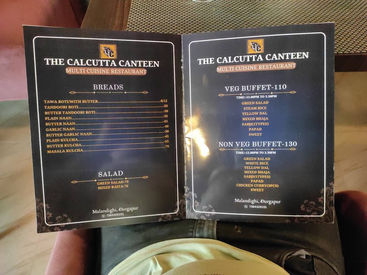 Menu at THE CALCUTTA CANTEEN, Durgapur
