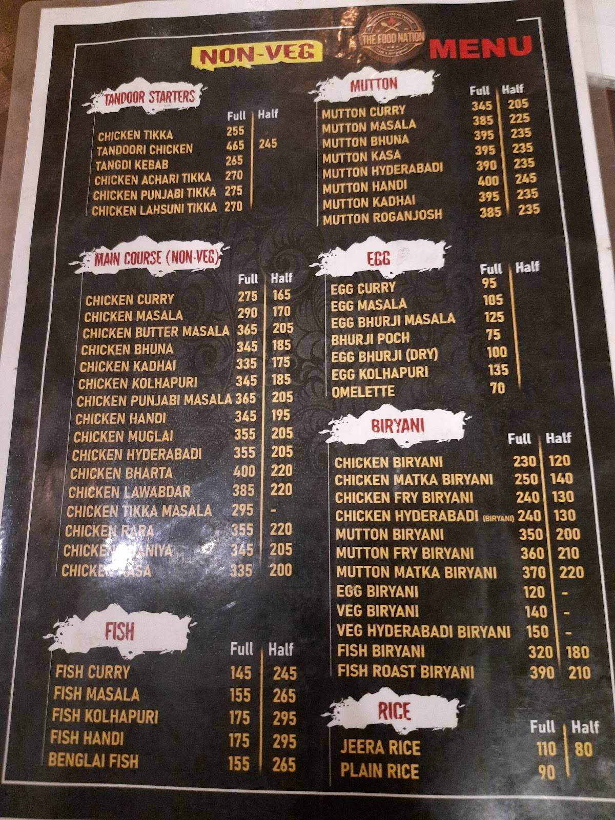Menu at THE FOOD NATION, Jagdalpur